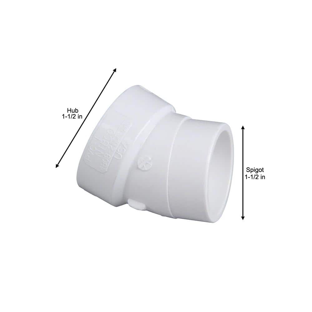 1-1/2 in. PVC DWV 22-1/2-Degree Hub x Spigot Street Elbow – Below Cost ...